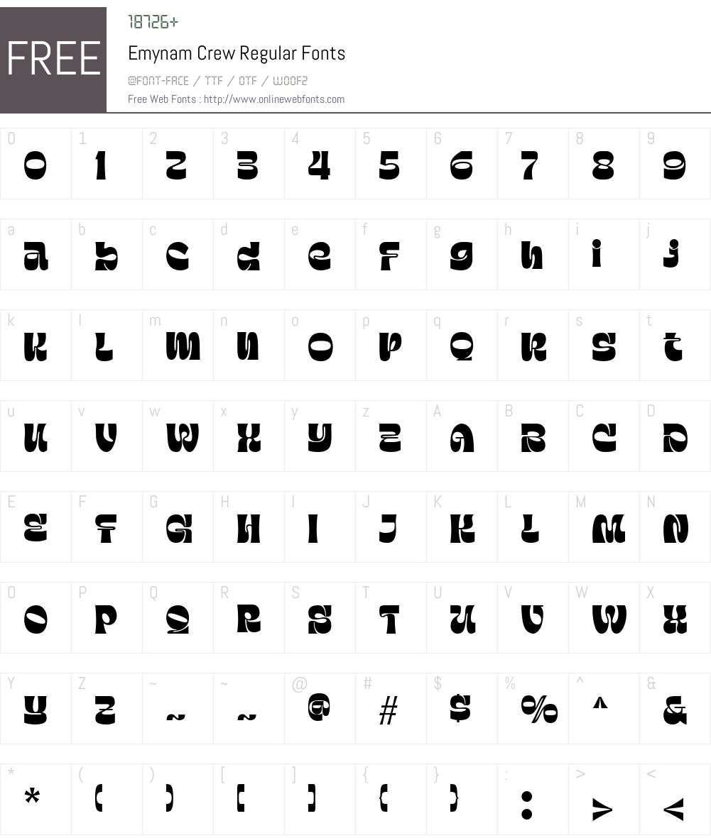 Emynam Crew 1.000 Fonts Free Download - OnlineWebFonts.COM