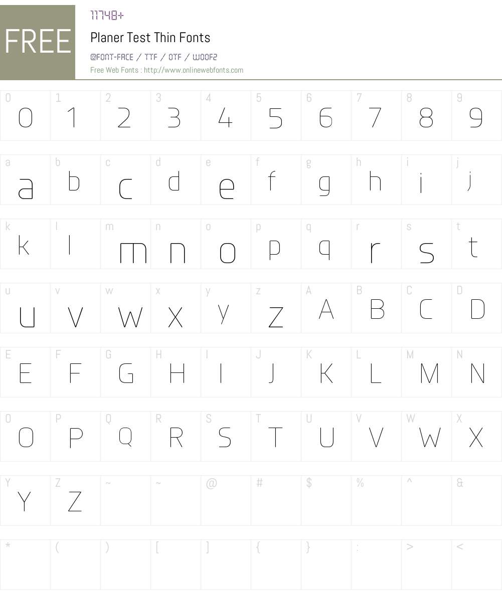 Planer Test Thin 2.000 Fonts Free Download - OnlineWebFonts.COM