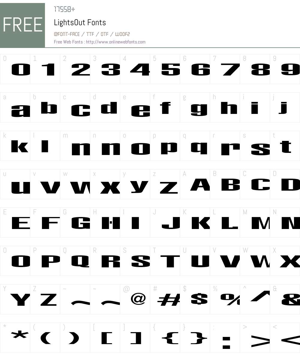 LightsOut V2 Converted from C:TTFONTSLIGHTS.TF1 by ALLTYPE Fonts Free ...