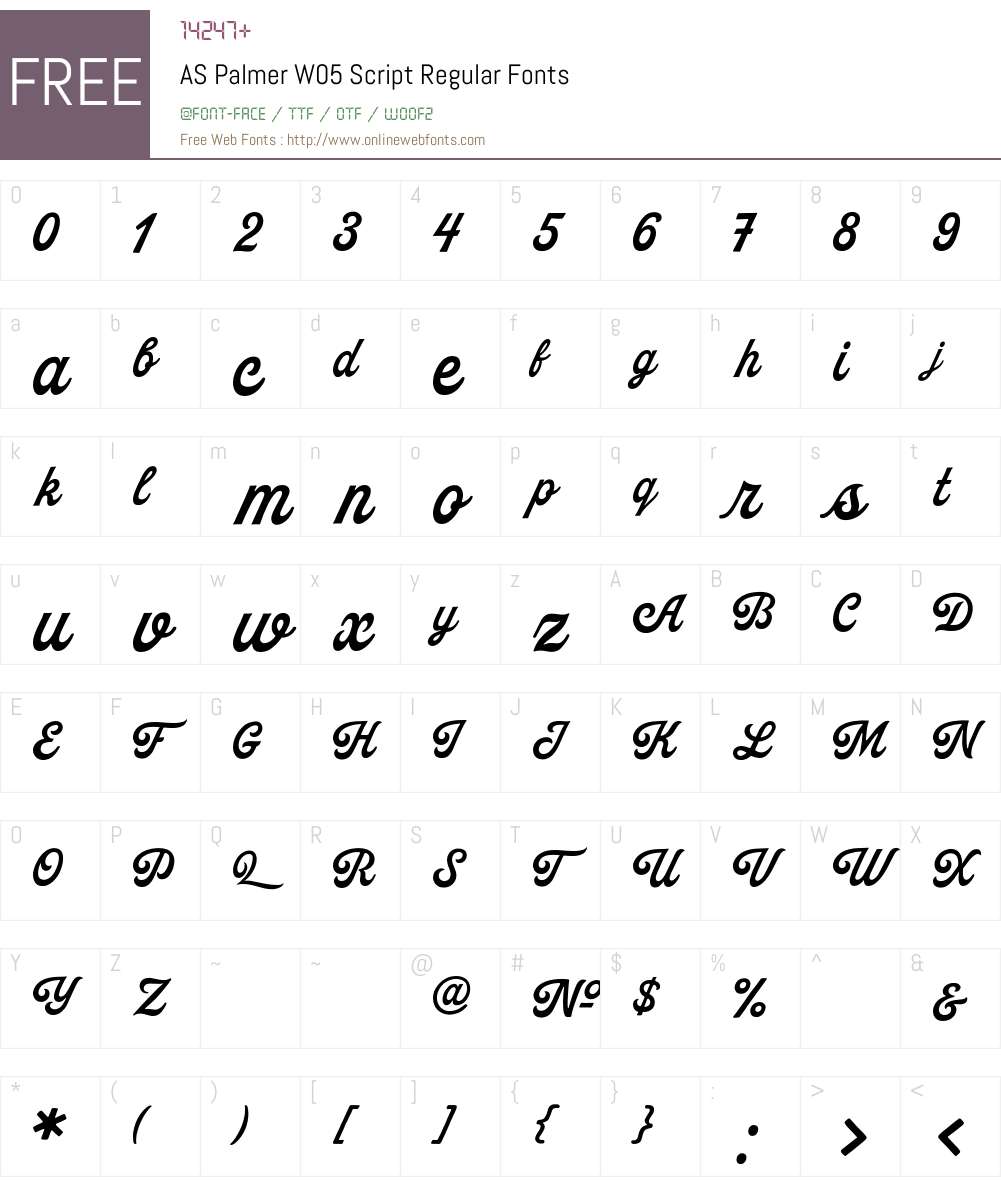 AS Palmer W05 Script Regular 1.00 Fonts Free Download - OnlineWebFonts.COM