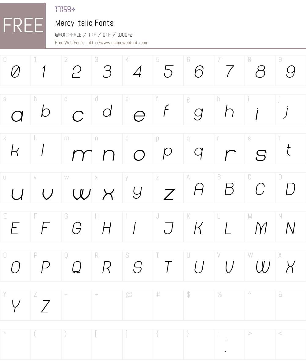 Mercy Italic 1.000 Fonts Free Download - OnlineWebFonts.COM