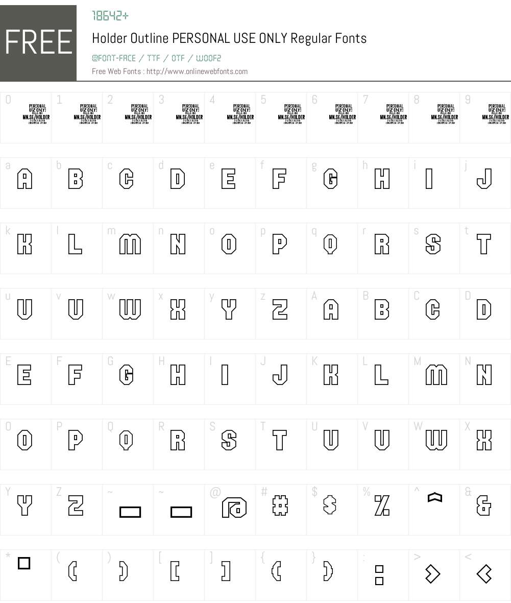 Holder Outline PERSONAL USE ONLY Medium 1.000;FEAKit 1.0 Fonts Free ...