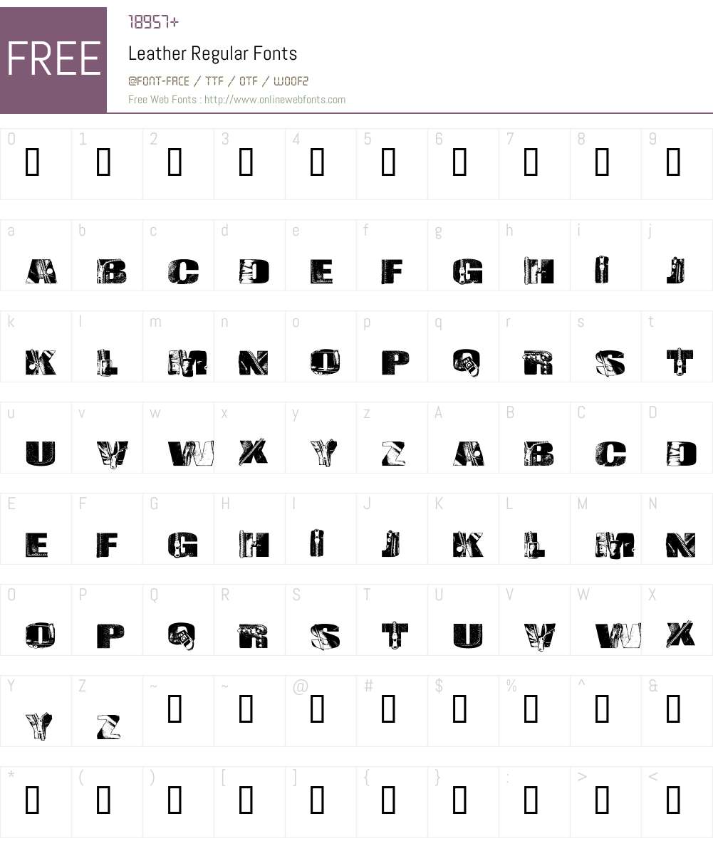 Leather Regular 1.00 2012 Fonts Free Download - OnlineWebFonts.COM