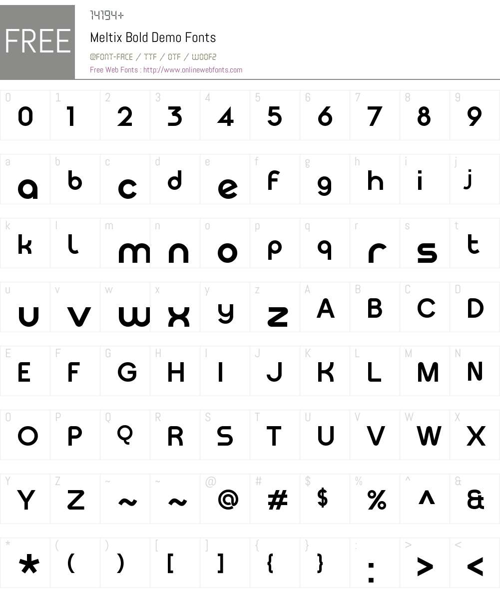 Meltix Bold Demo 1.00 November 3, 2016, initial release Fonts Free ...