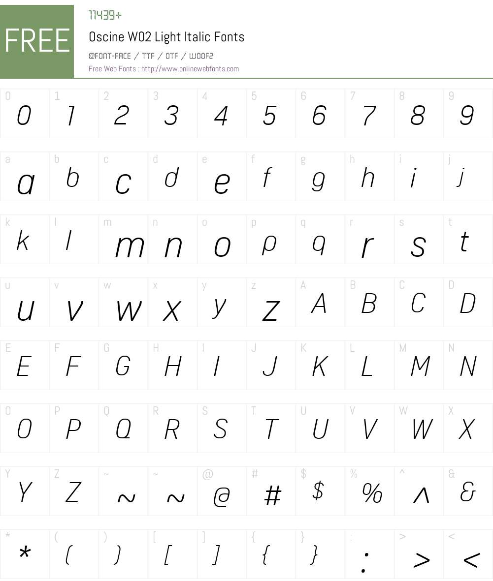 Oscine W02 Light Italic 1.10 Fonts Free Download - OnlineWebFonts.COM