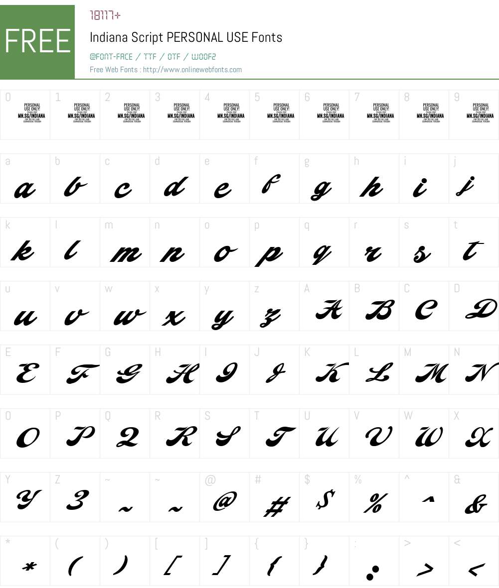 Indiana Script PERSONAL USE 1.000 Fonts Free Download - OnlineWebFonts.COM