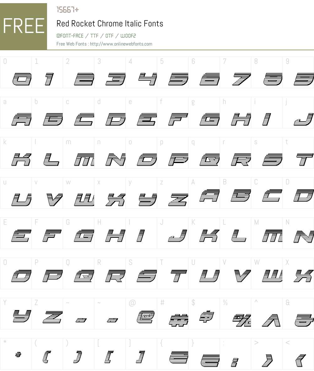 Red Rocket Chrome Italic 2.0; 2016 Fonts Free Download - OnlineWebFonts.COM