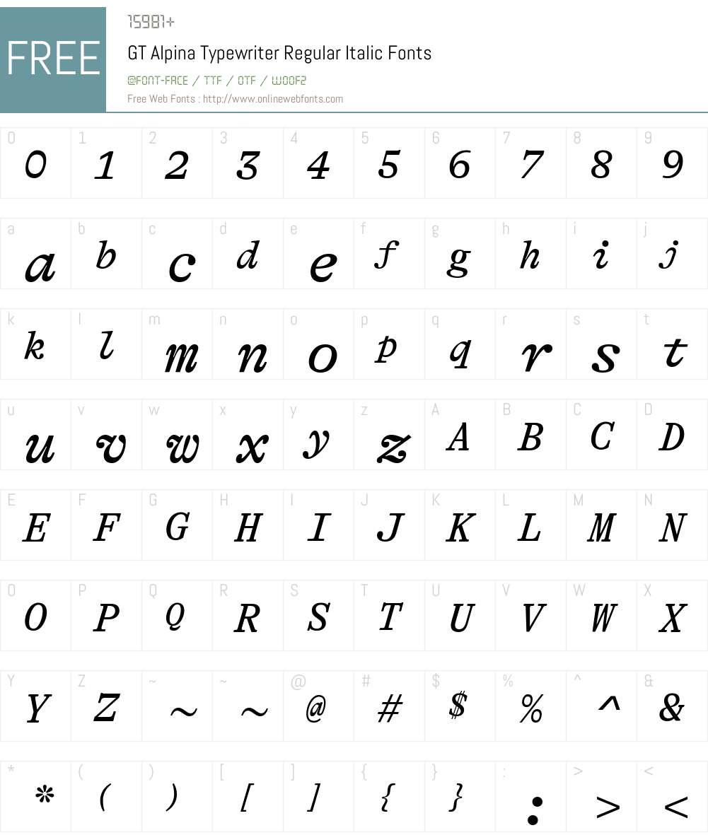 GT Alpina Typewriter Regular Italic 6.001;hotconv 1.0.109;makeotfexe 2. ...