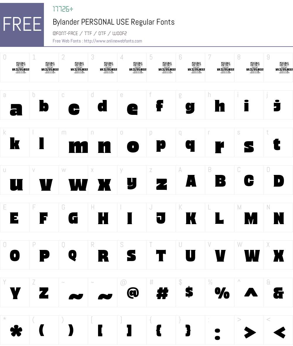 Bylander PERSONAL USE 1.000;Glyphs 3.2 (3208) Fonts Free Download ...