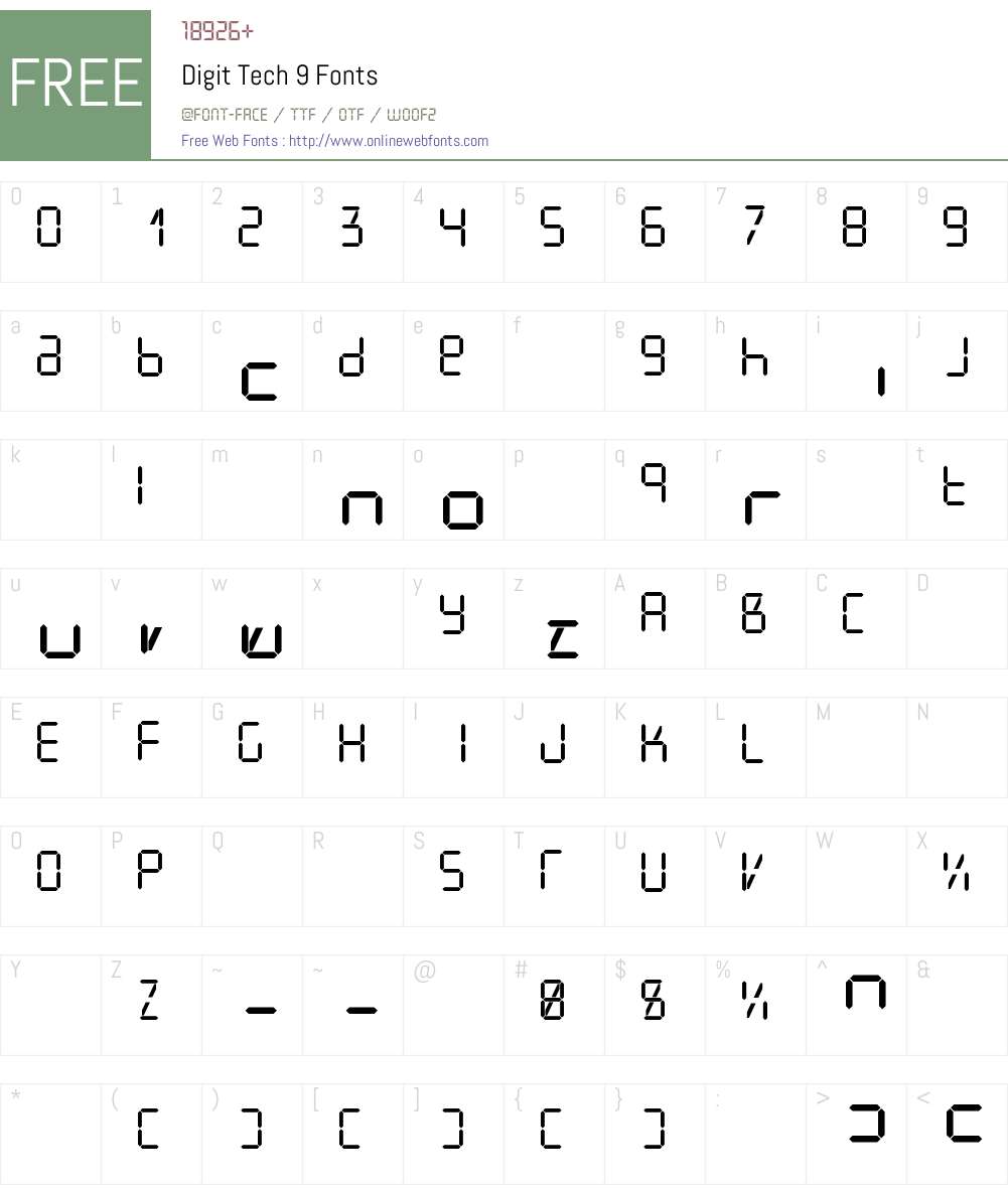 Digit Tech 9 1.00 Fonts Free Download - OnlineWebFonts.COM