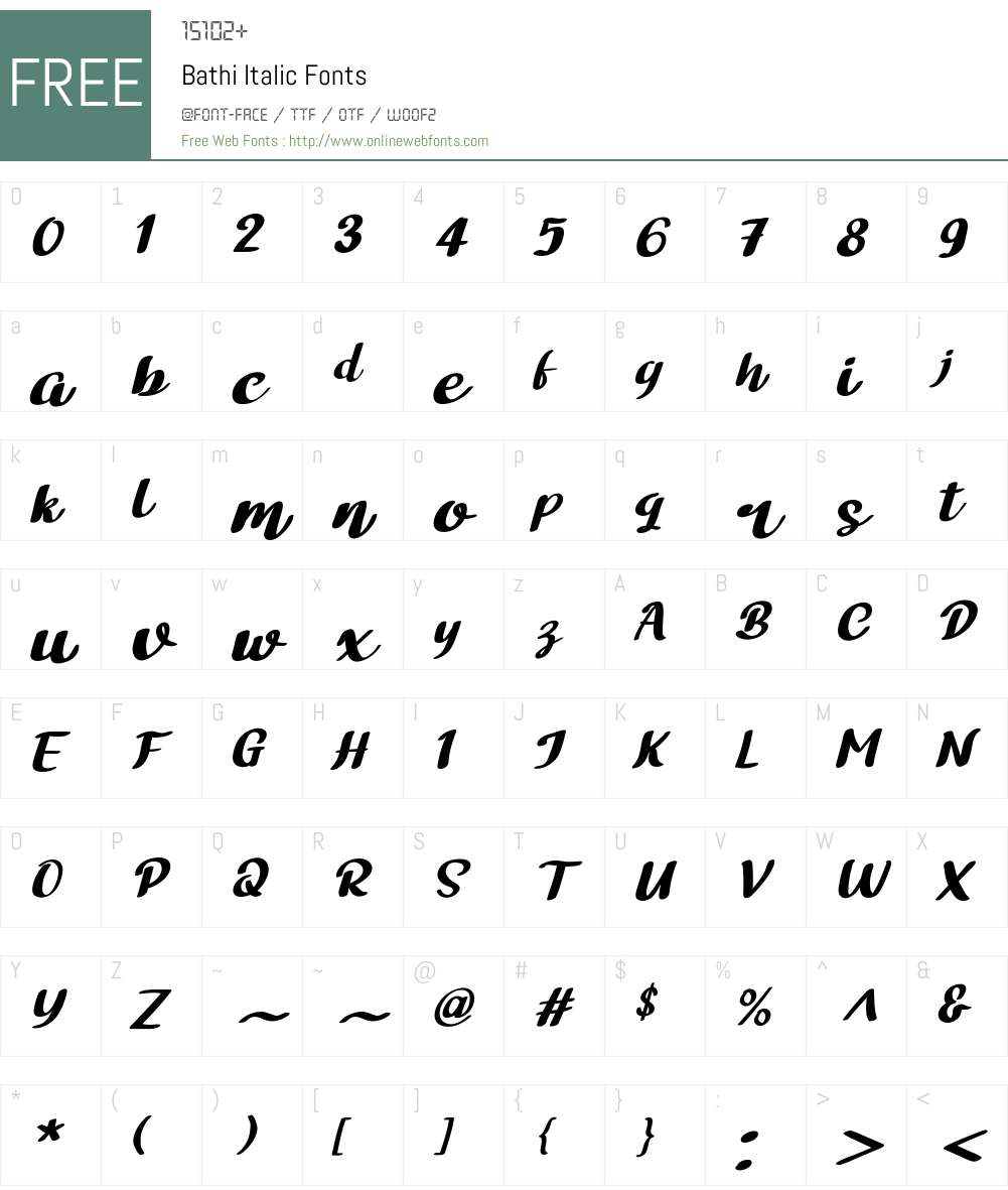 Bathi Italic 1.004;Fontself Maker 3.5.1 Fonts Free Download ...