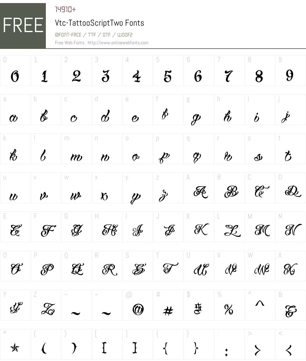 Vtc-TattooScriptTwo 1.000 Fonts Free Download - OnlineWebFonts.COM