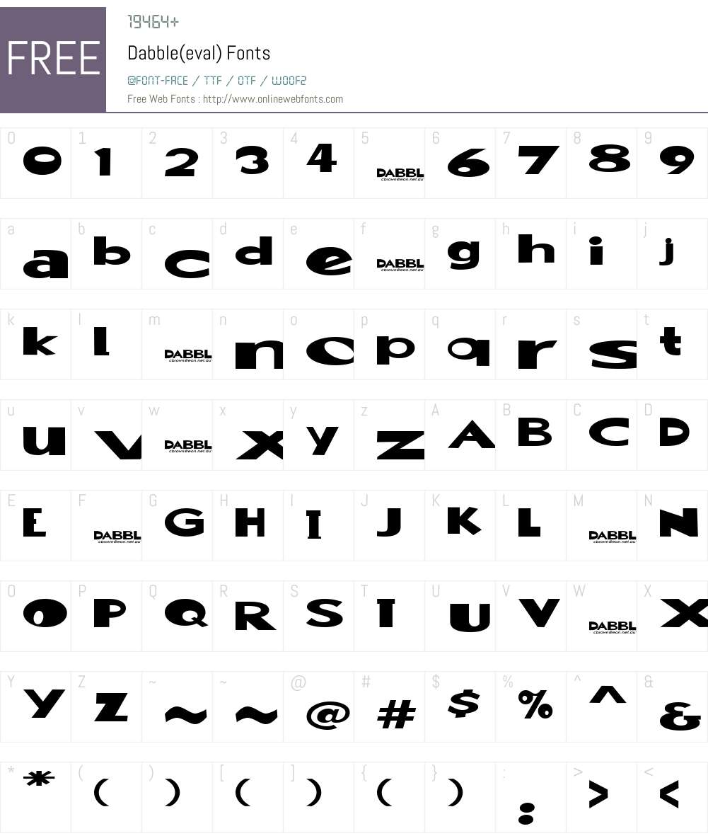 Dabble(eval) 01.01 Evaluation only - cbrown@eon.net.au Fonts Free ...