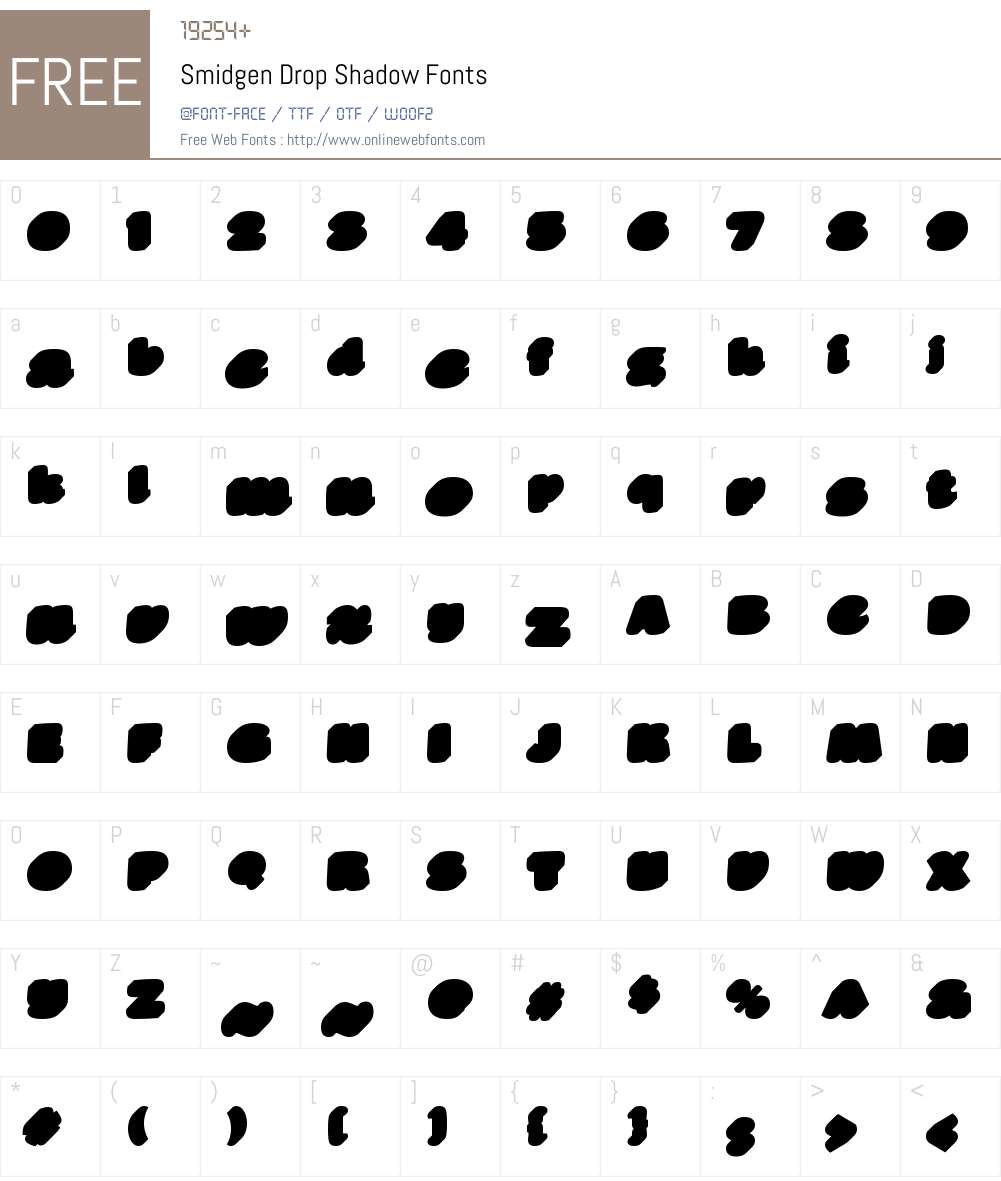 Smidgen Drop Shadow 1.000;PS 001.000;hotconv 1.0.57;makeotf.lib2.0. ...