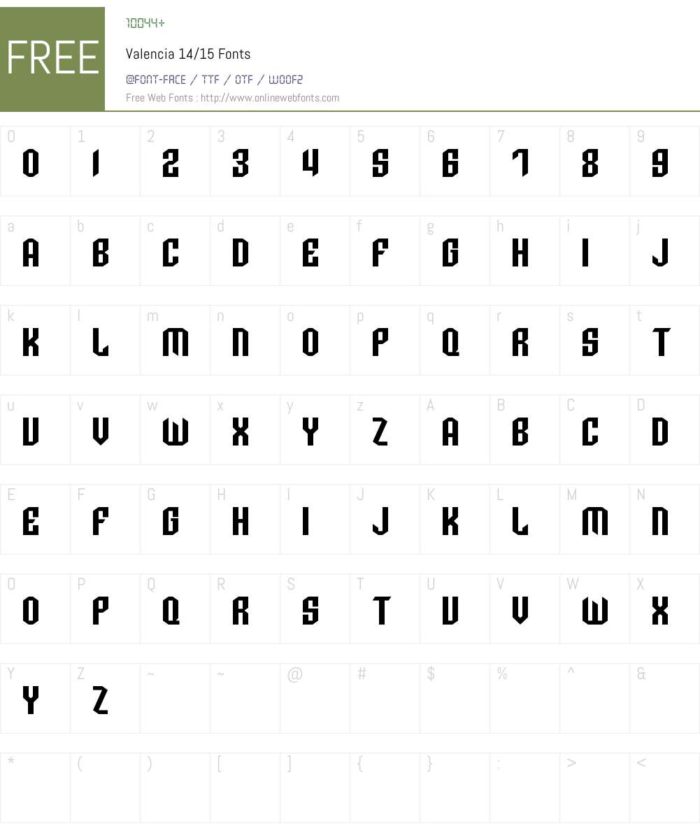 Valencia 14/15 1.00 November 16, 2015, initial release Fonts Free ...