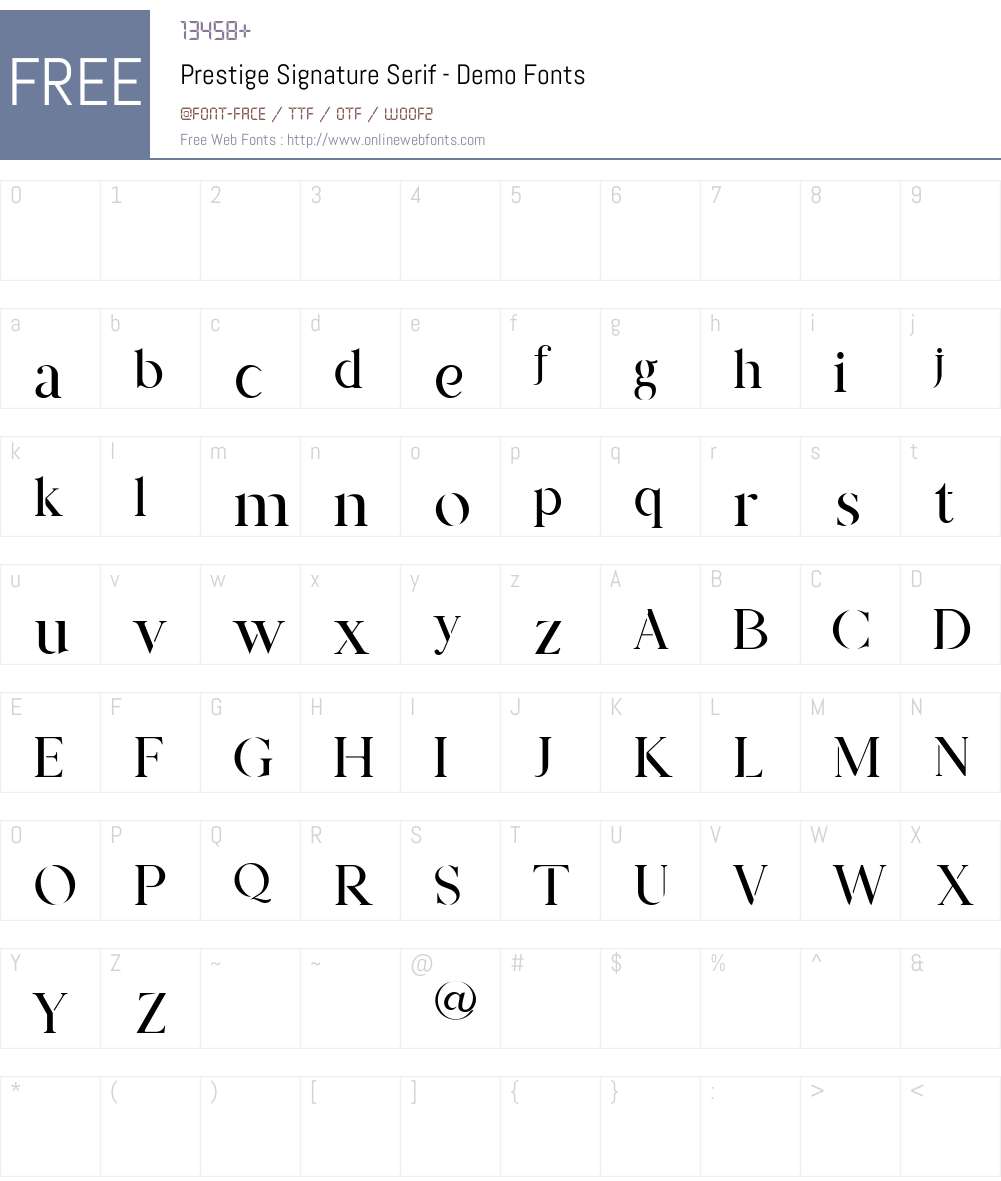 Prestige Signature Serif - Demo 1.000 Fonts Free Download ...