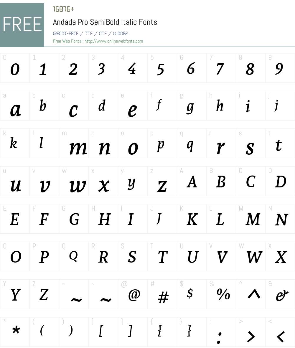 Andada Pro SemiBold 3.003; ttfautohint (v1.8.3) Fonts Free Download - OnlineWebFonts.COM