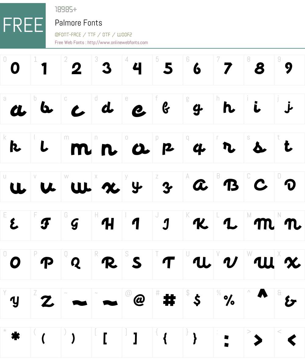 Palmore 1.00;March 12, 2019;FontCreator 11.5.0.2430 64-bit Fonts Free ...
