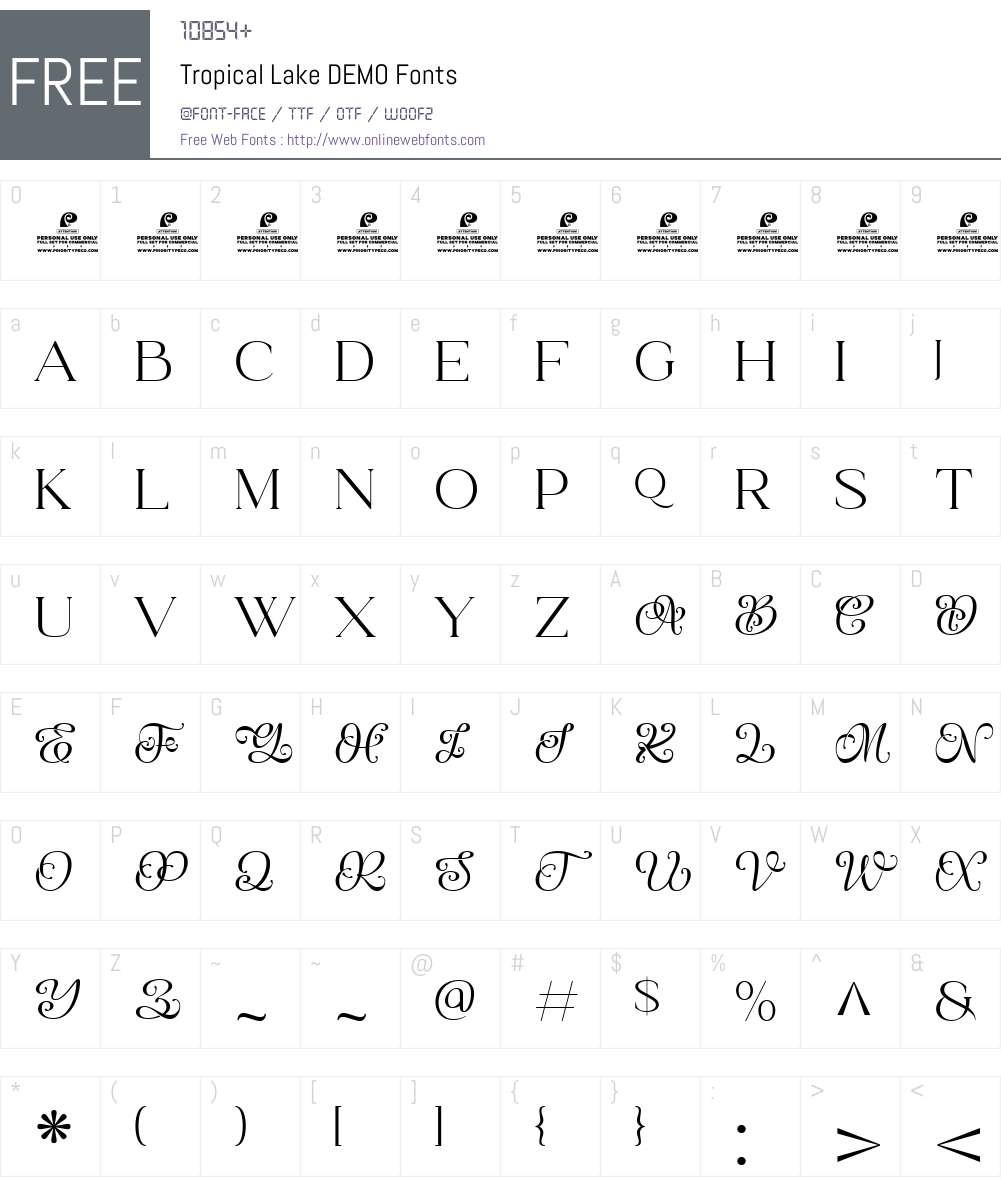 Tropical Lake DEMO 1.000 Fonts Free Download - OnlineWebFonts.COM