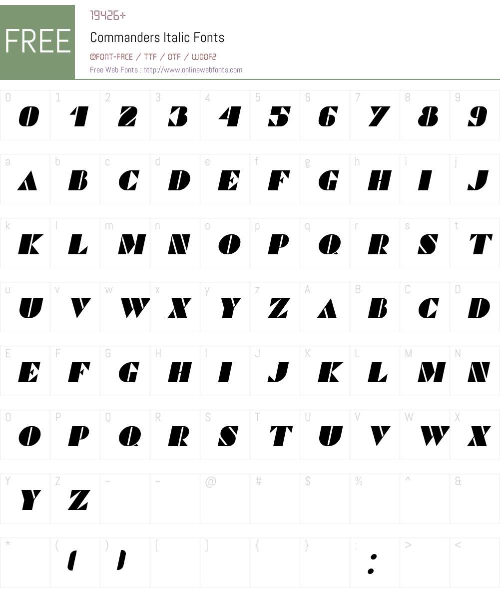 Commanders Italic 1.000 Fonts Free Download - OnlineWebFonts.COM