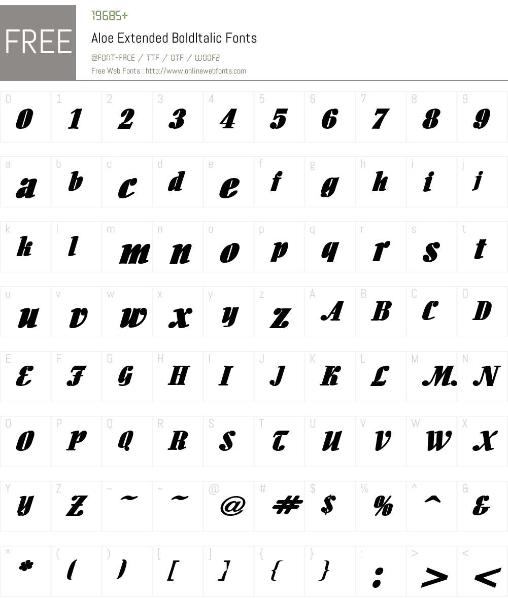 Aloe Extended BoldItalic Altsys Fontographer 4.1 12/26/94 Fonts Free ...