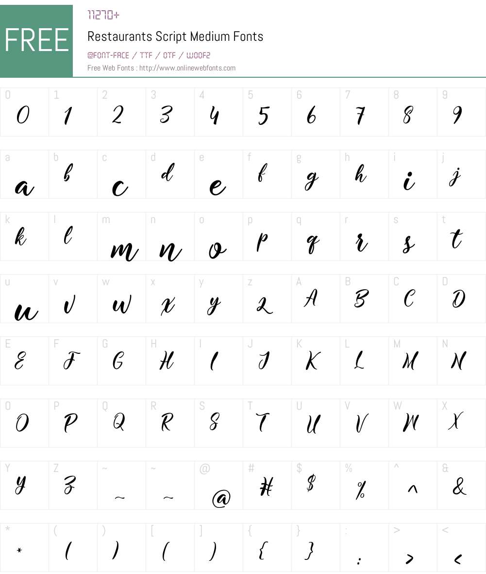 Restaurants Script Medium 1.00 April 12, 2017, initial release Fonts ...