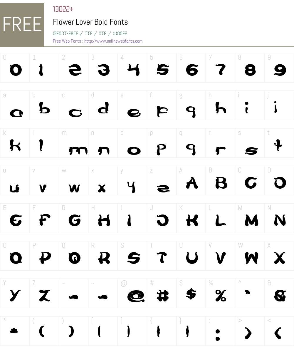 Flower Lover Bold 1.00;June 28, 2018;FontCreator 11.5.0.2427 64-bit ...