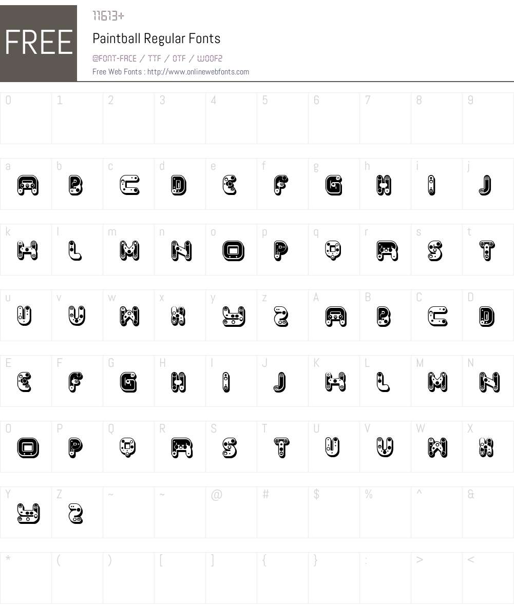 Paintball Regular 1.000 Fonts Free Download - OnlineWebFonts.COM