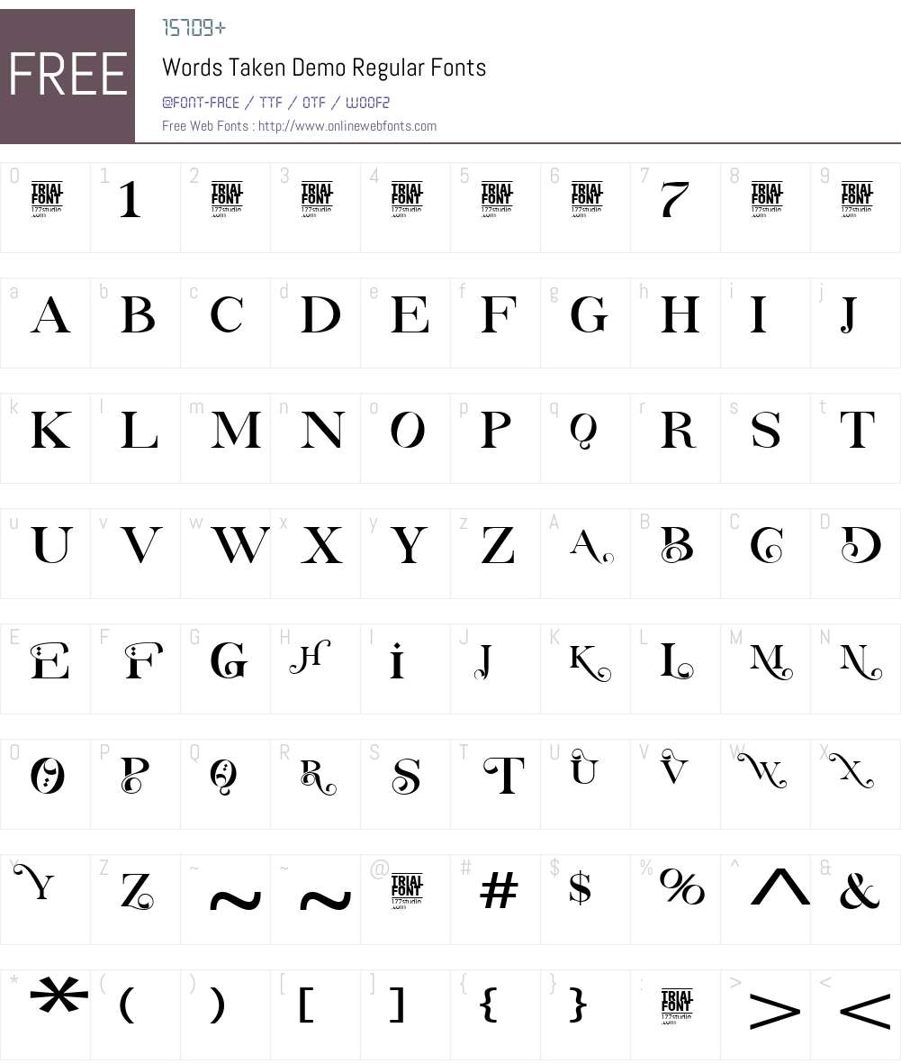 Words Taken Demo 1.001 Fonts Free Download - OnlineWebFonts.COM