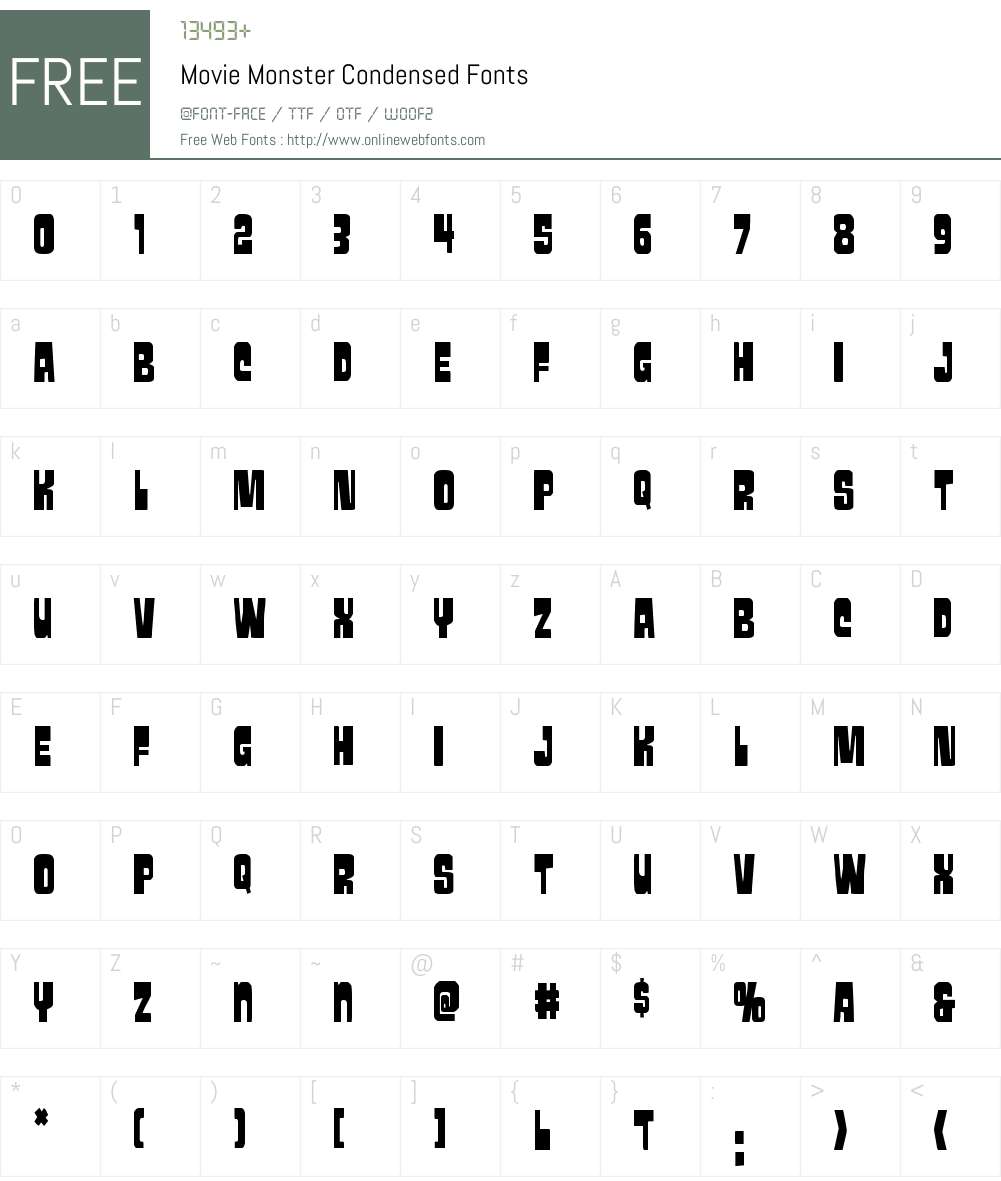 Movie Monster Condensed 1.0; 2022 Fonts Free Download - OnlineWebFonts.COM