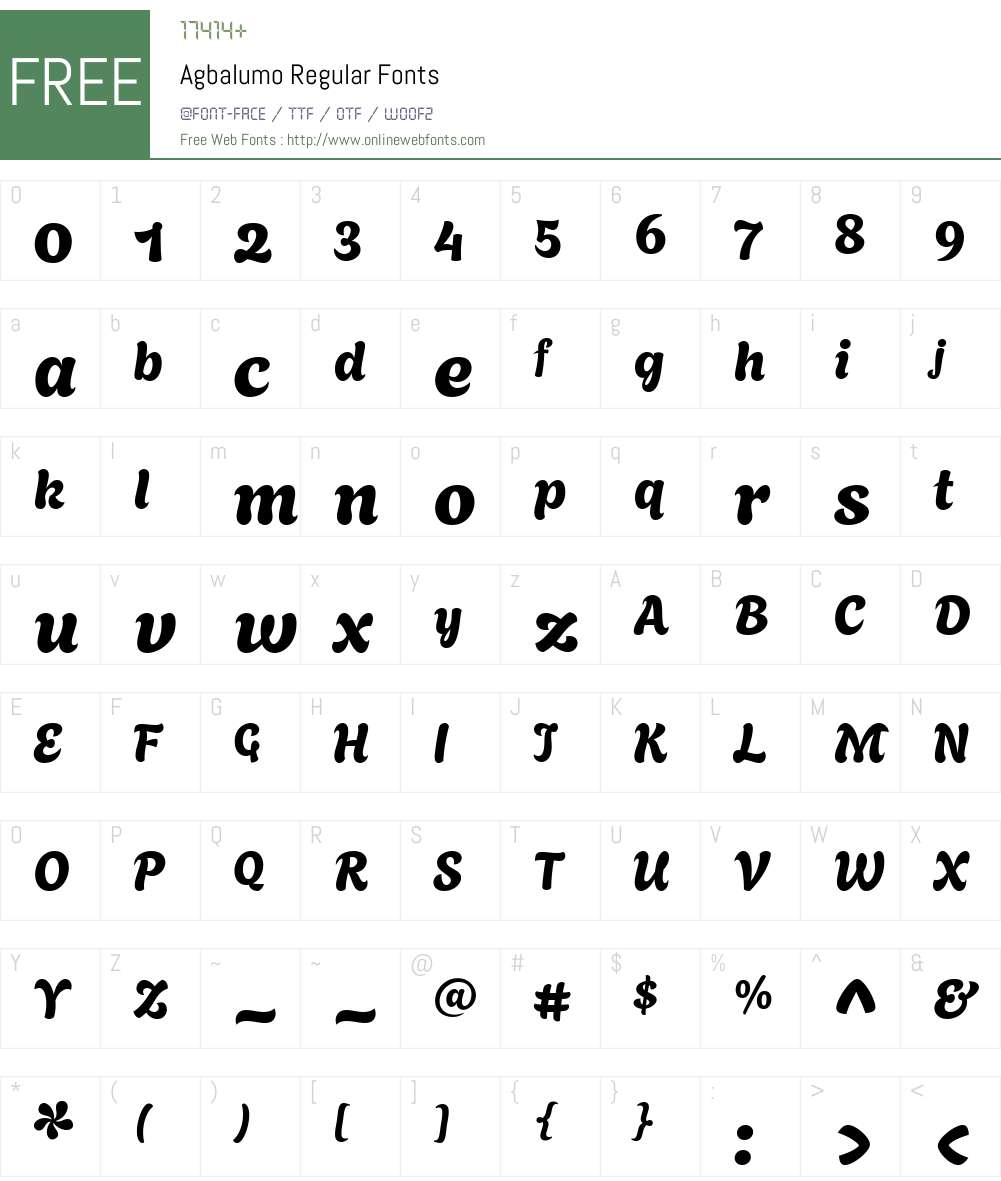Agbalumo 1.000; ttfautohint (v1.8.4) Fonts Free Download ...