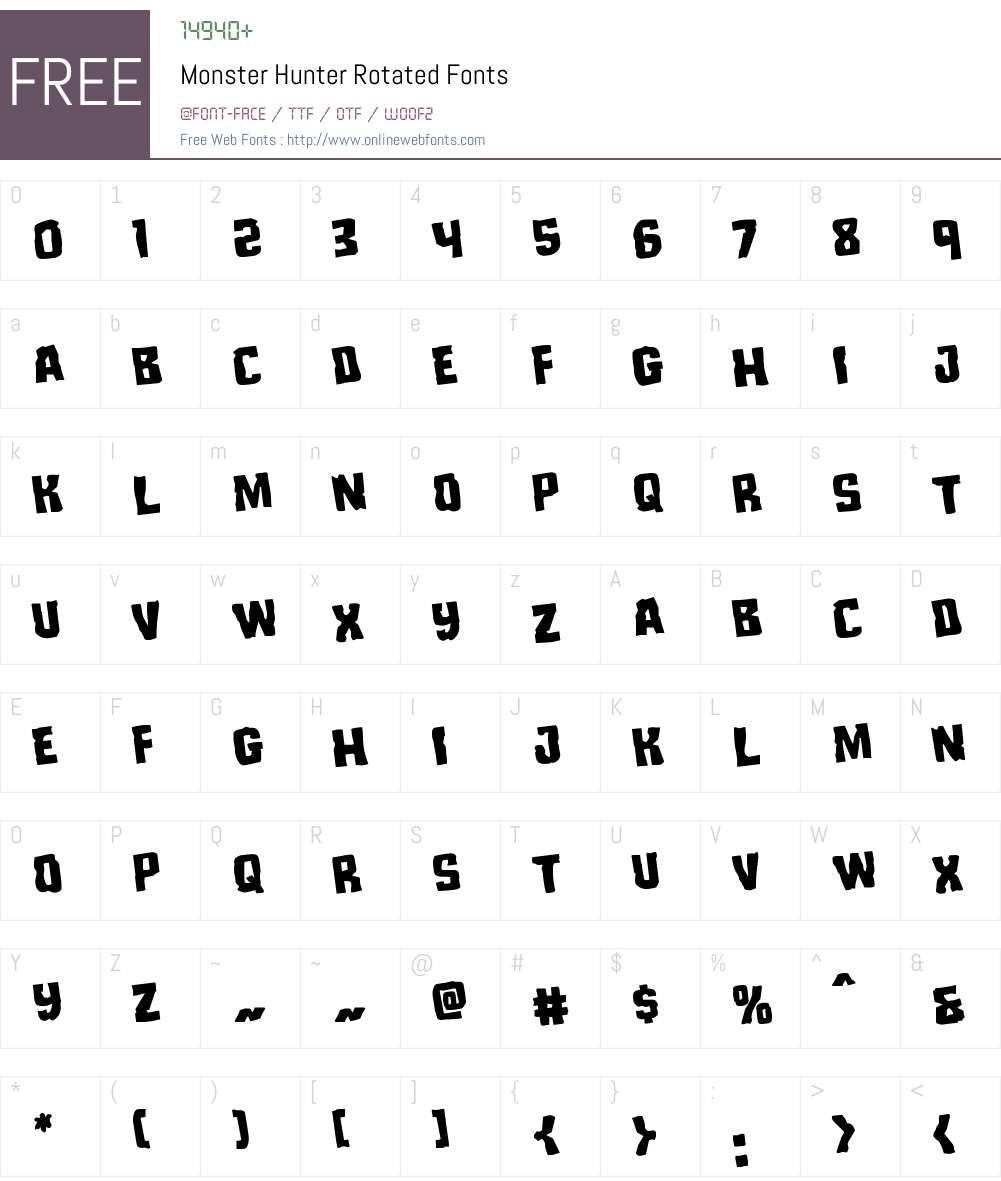 Monster Hunter Rotated 1.0; 2017 Fonts Free Download - OnlineWebFonts.COM