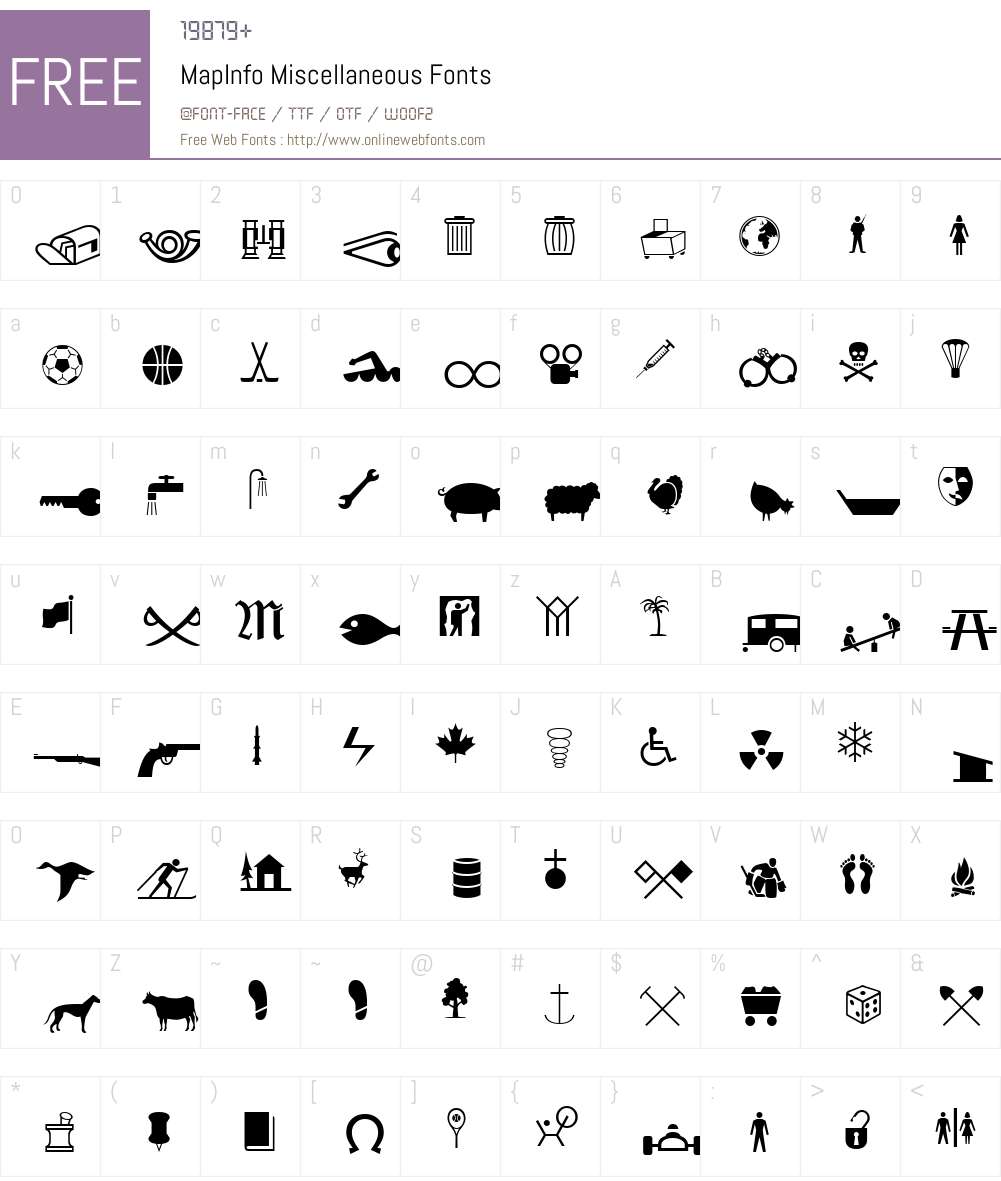 MapInfo Miscellaneous mfgpctt-v1.84 Wed Oct 18 22:12:18 EDT 1995 Fonts ...