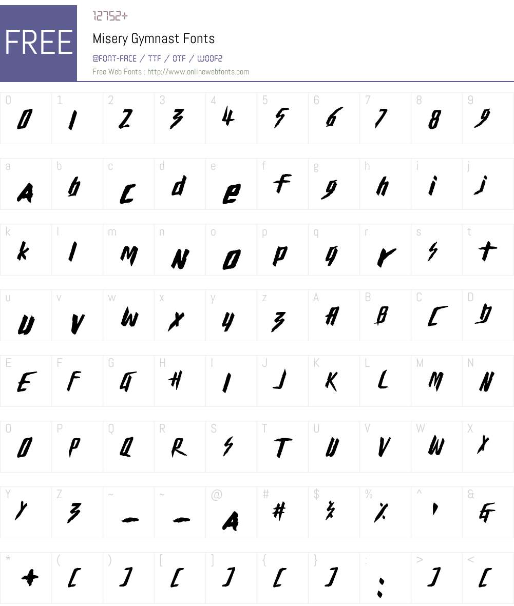 Misery Gymnast 1.00;February 1, 2019;FontCreator 11.5.0.2430 64-bit ...