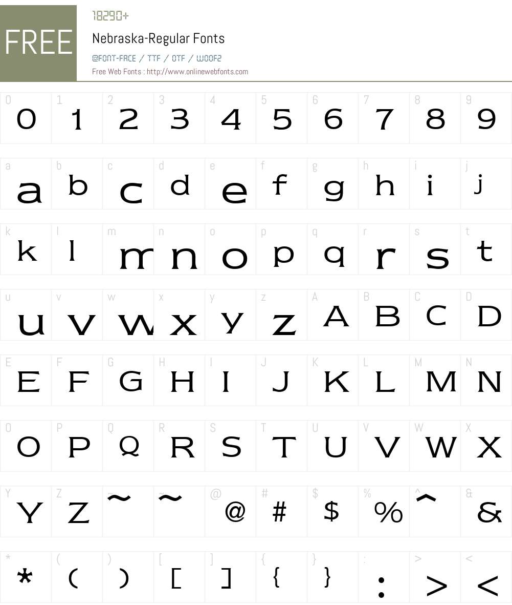 Nebraska-Regular 1.0 20-10-2002 Fonts Free Download - OnlineWebFonts.COM