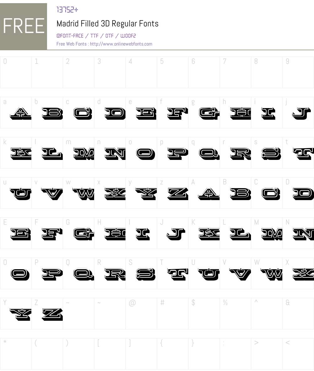 Madrid Filled 3D 1.000 Fonts Free Download - OnlineWebFonts.COM