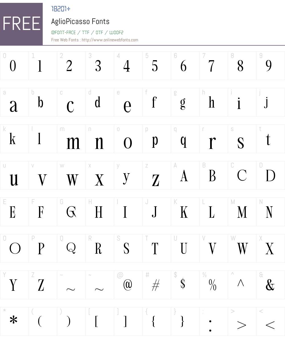 Aglio Picasso 1.000 Fonts Free Download - OnlineWebFonts.COM