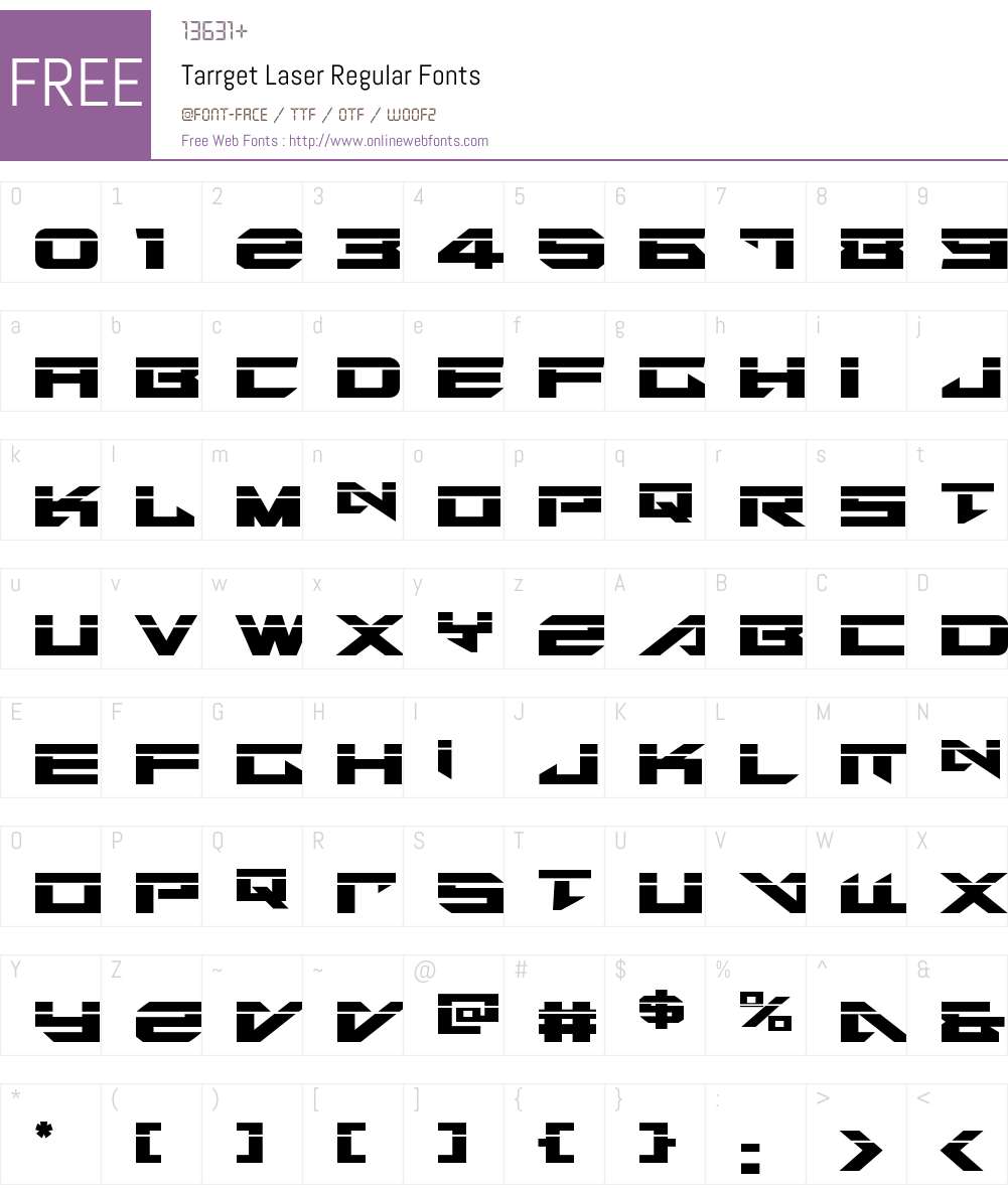 Tarrget Laser Regular 1.0; 2013 Fonts Free Download - OnlineWebFonts.COM