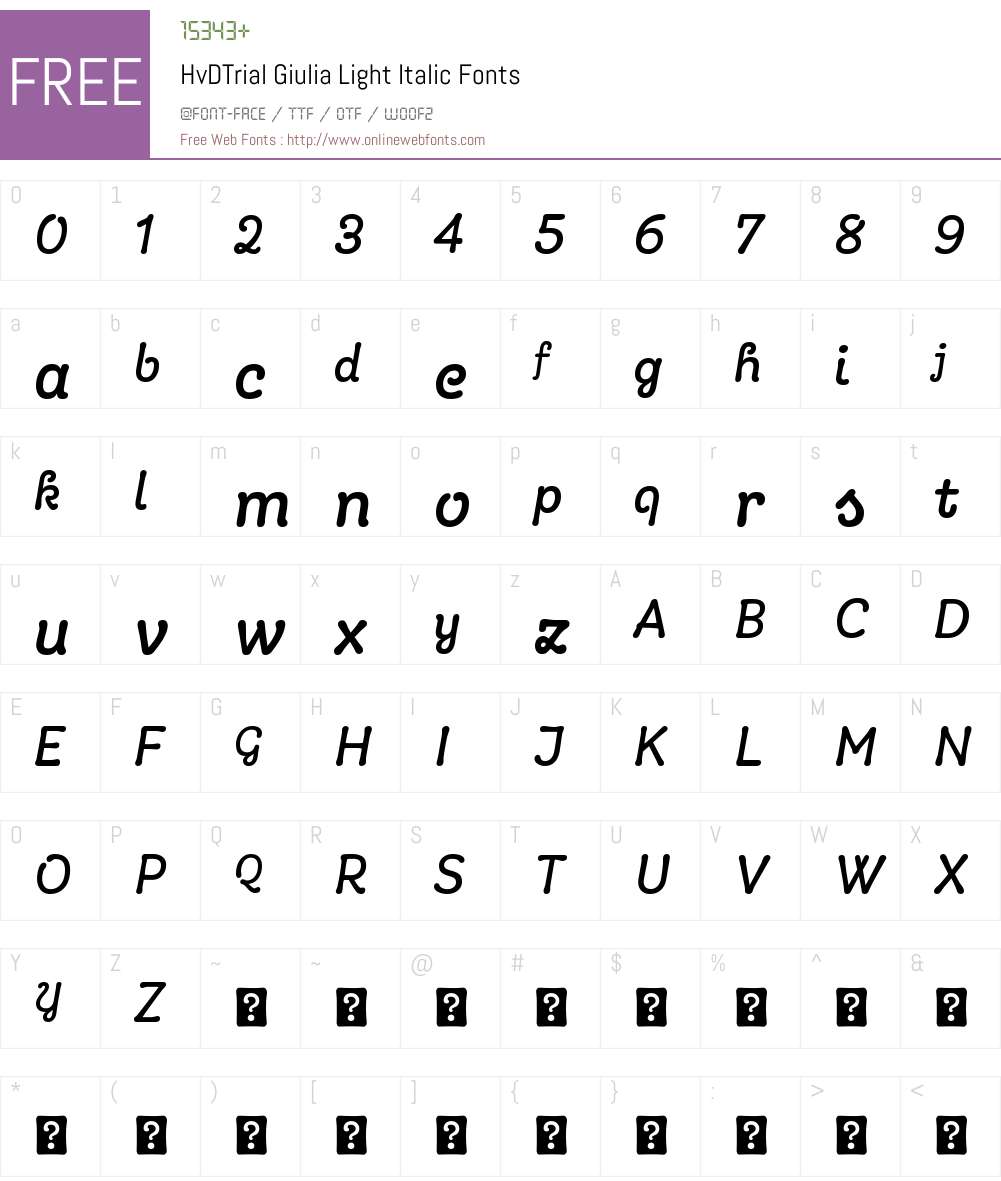 HvDTrial Giulia Light Italic 3.333 Fonts Free Download - OnlineWebFonts.COM