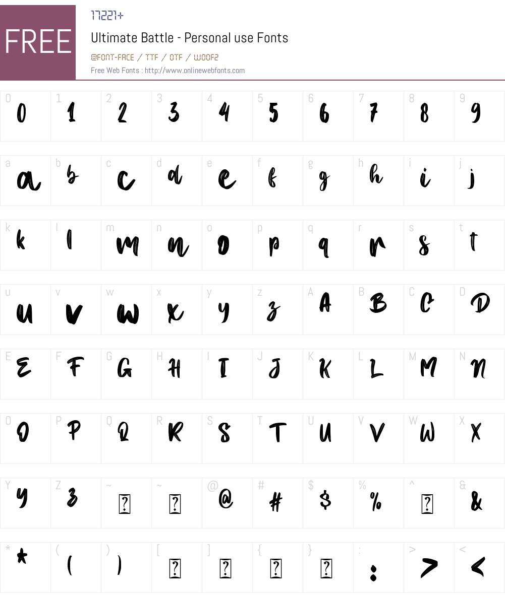 Ultimate Battle - Personal use 1.00;June 28, 2021;FontCreator 13.0.0 ...