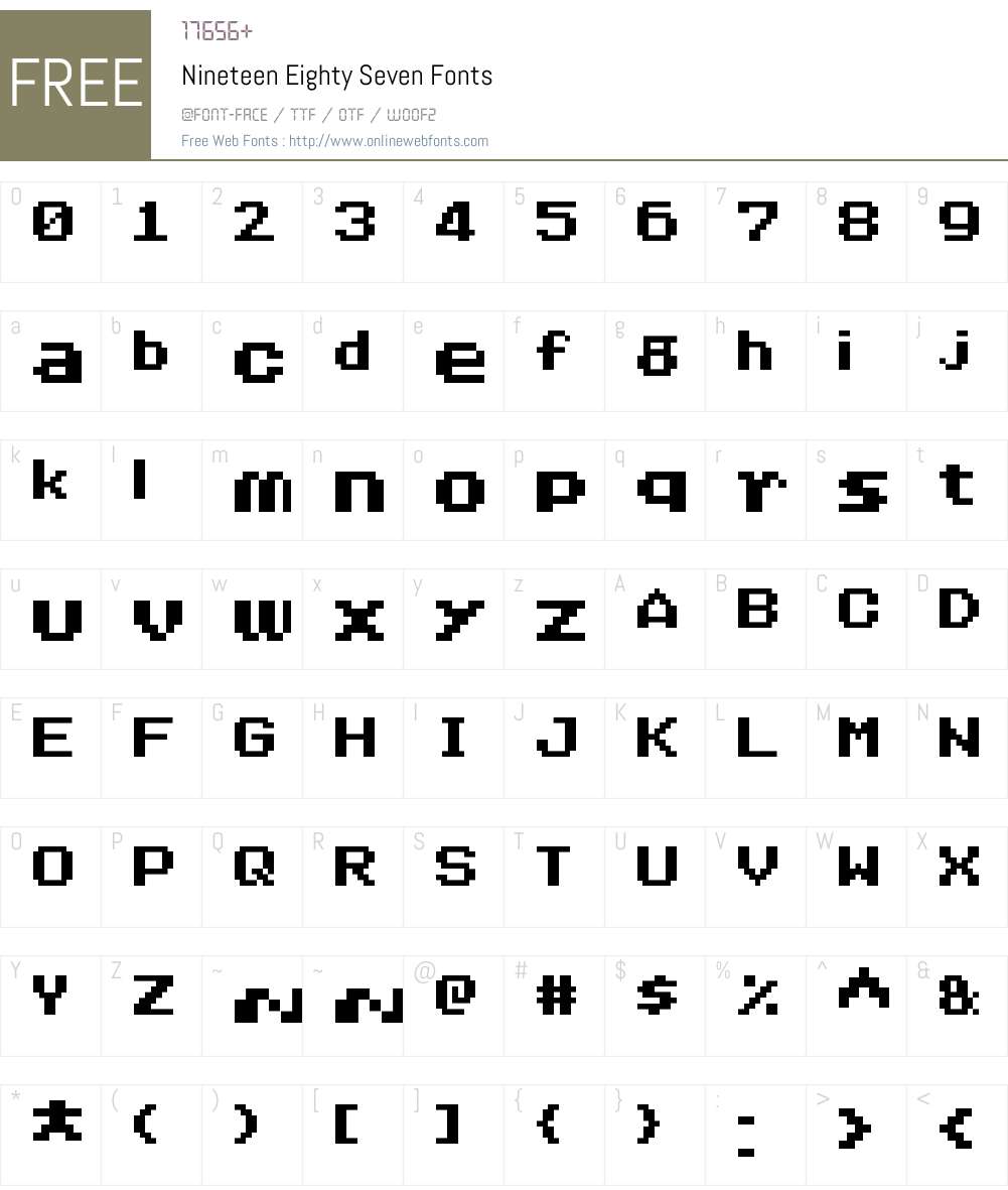 Nineteen Eighty Seven 1.00;April 2, 2018;FontCreator 11.5.0.2422 64-bit Fonts Free Download ...