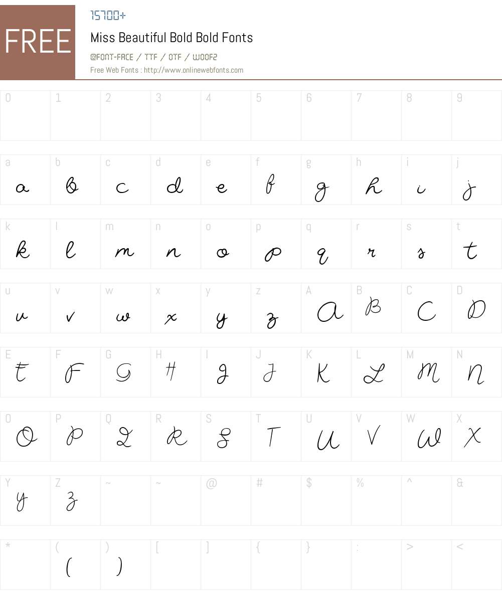 Miss Beautiful Bold 1.00 July 4, 2017, initial release Fonts Free ...