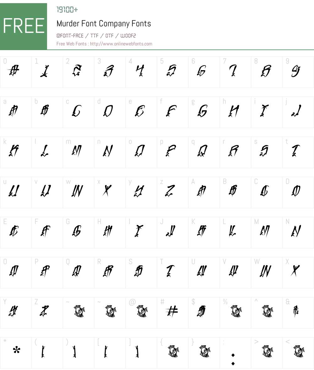 Murder Font Company 1.000;July 20, 2022;FontCreator 14.0.0.2862 64-bit ...