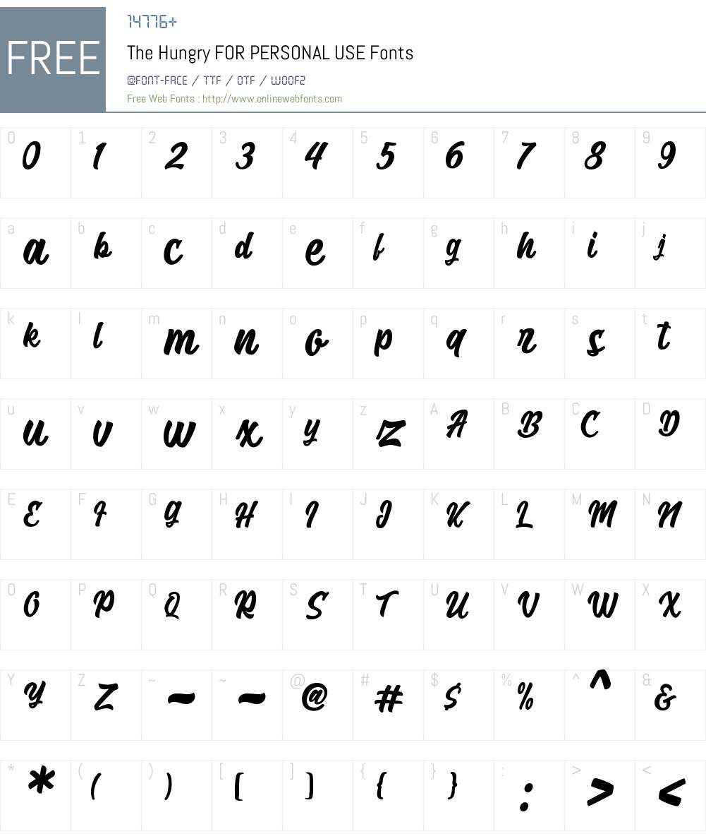 The Hungry FOR PERSONAL USE 1.00;November 12, 2020;FontCreator 11.5.0 ...