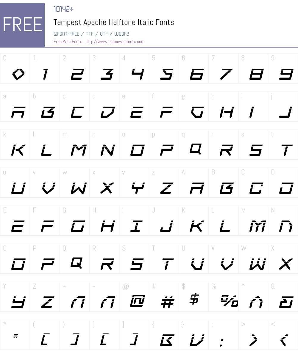 Tempest Apache Halftone Italic 1.0; 2018 Fonts Free Download - OnlineWebFonts.COM