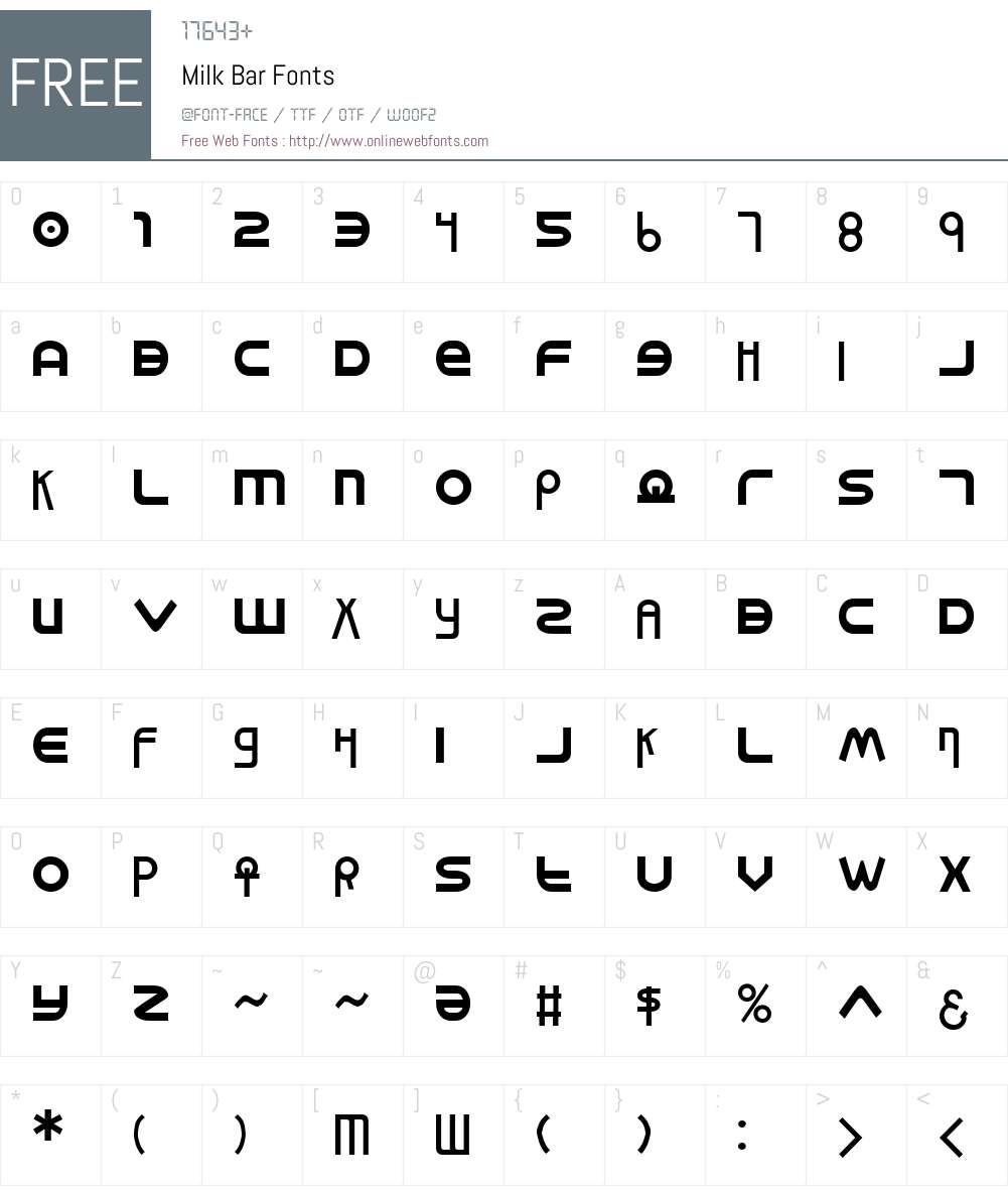 Milk Bar Milk Bar 2003 Initial Release Fonts Free Download