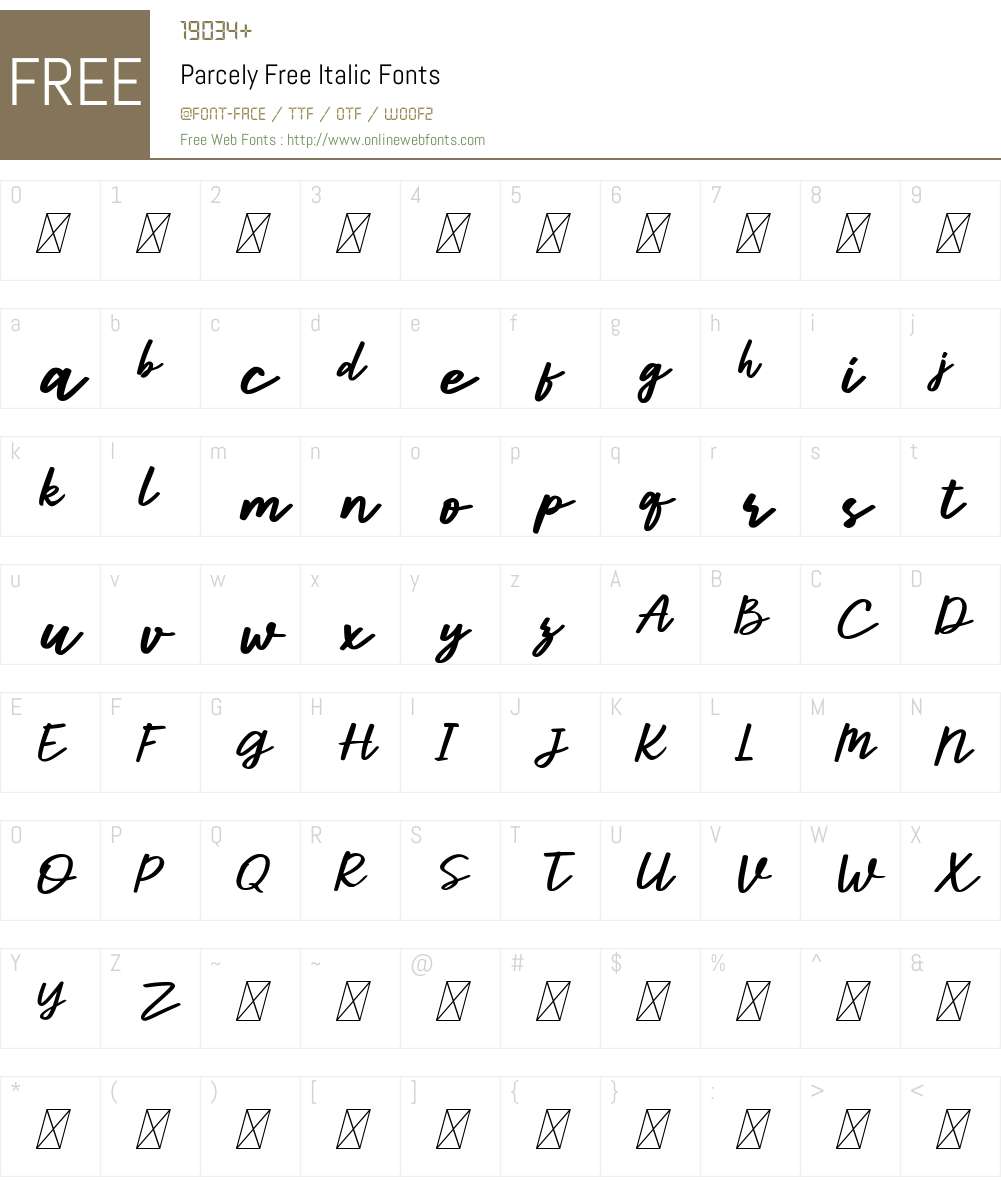 Parcely Free Italic 1.000 Fonts Free Download - OnlineWebFonts.COM