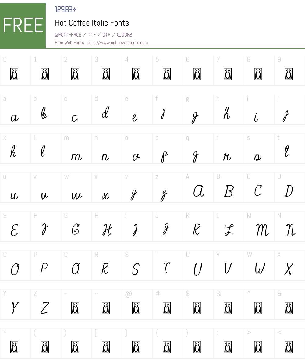 Hot Coffee Italic 1.00 May 15, 2017, initial release Fonts Free ...
