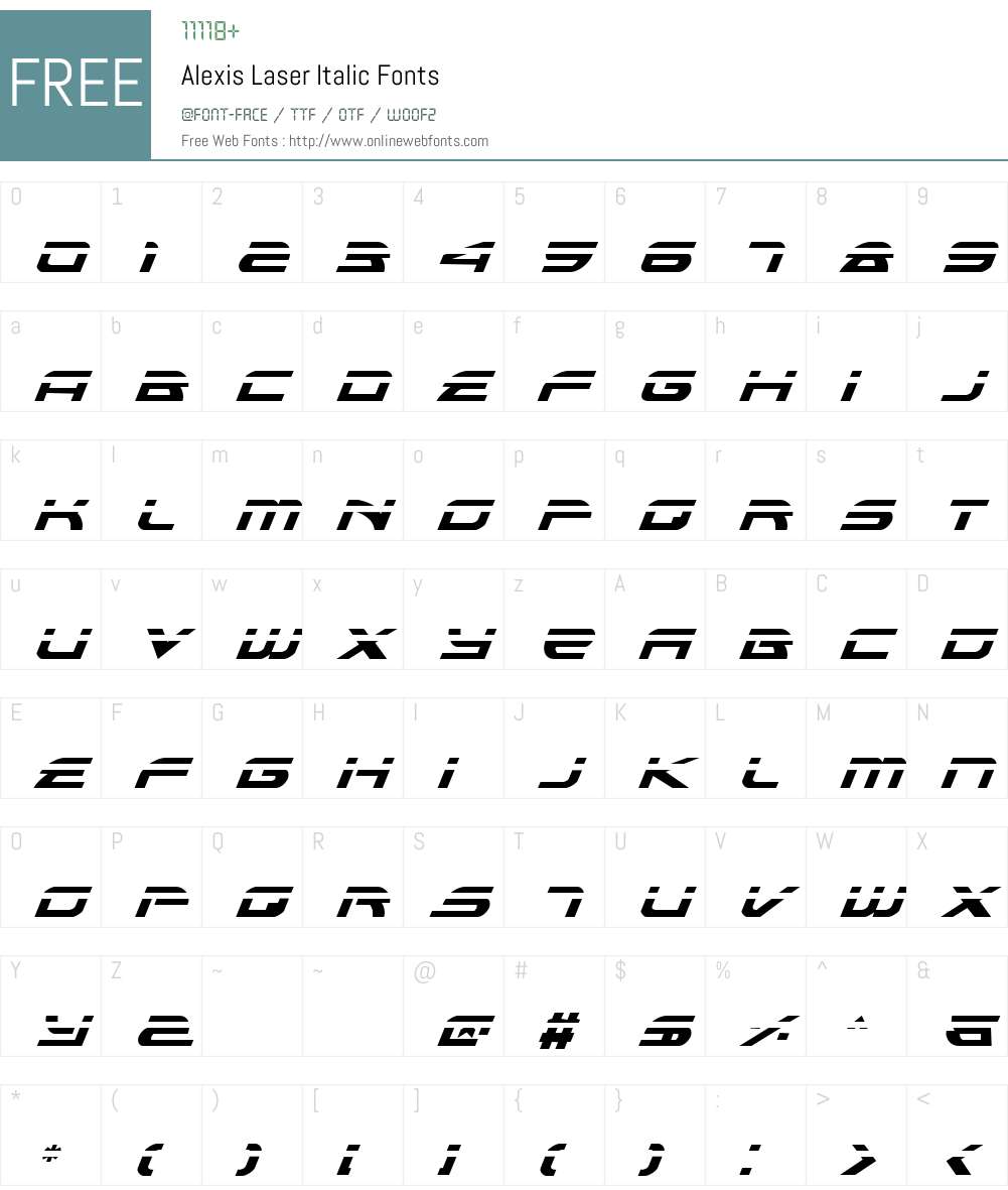 Alexis Laser Italic 001.000 Fonts Free Download - OnlineWebFonts.COM