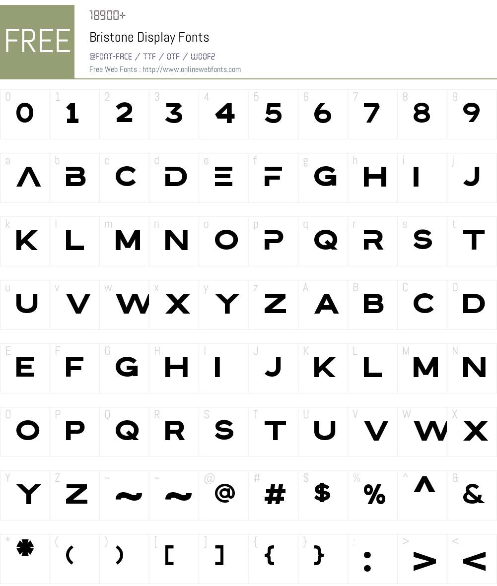 Bristone Display 1.00;March 12, 2020;FontCreator 11.5.0.2427 32-bit ...